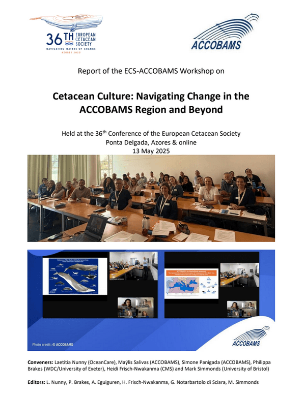 Report of the ECS-ACCOBAMS Workshop on Cetacean Culture: Navigating ...